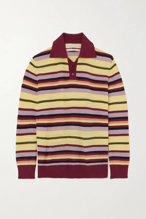 LUKHANYO MDINGI Striped Wool And Silk-blend Polo Sweater