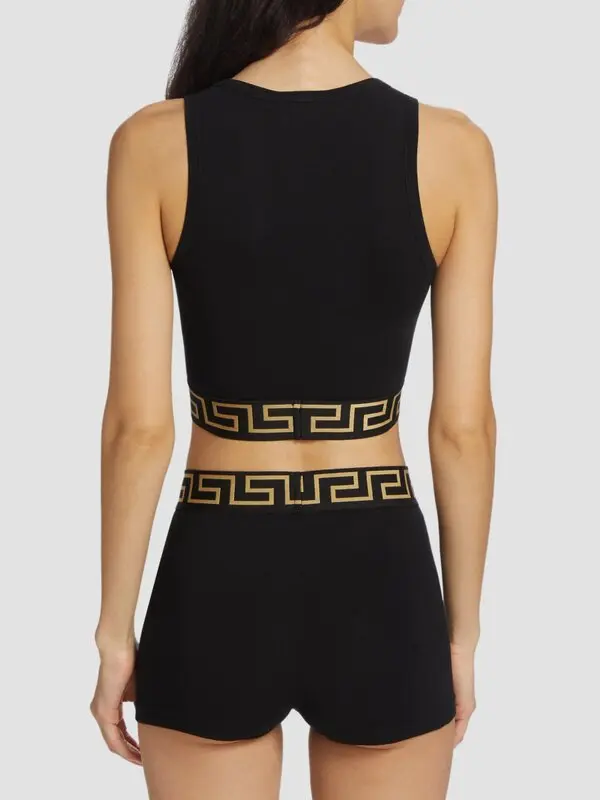 Versace Icon Logo Cropped Tank Top