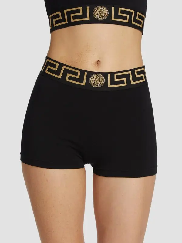 Versace Icon Elasticized Logo Shorts - Black