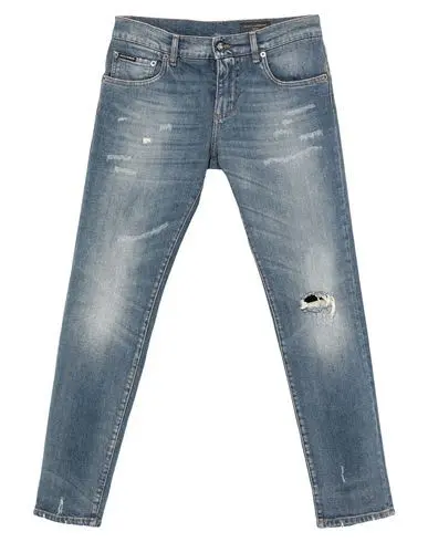 Dolce & Gabbana Cotton-blend Tapered Jeans With Calfskin Detail