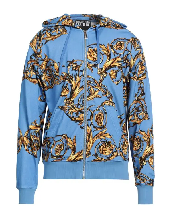 Versace Printed Zip-up Hoodie - Blue