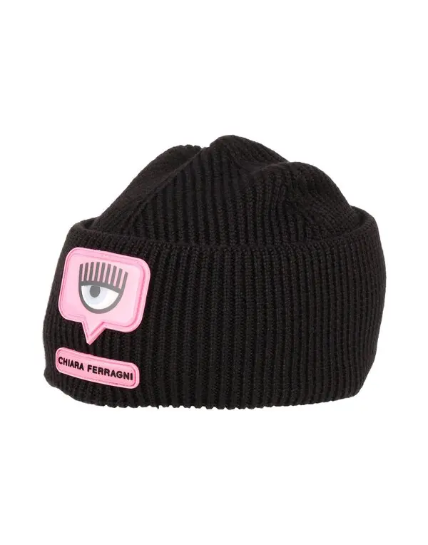 CHIARA FERRAGNI Wool Acrylic Beanie - Black