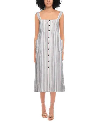 Giuliva Heritage Striped Linen Midi Shirt Dress - White