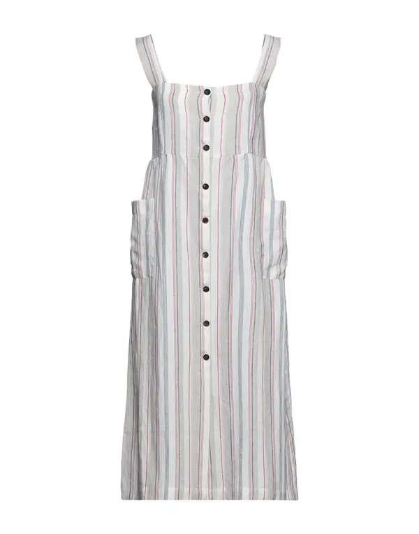 Giuliva Heritage Striped Linen Midi Shirt Dress - White