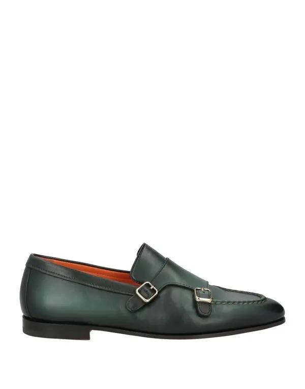 Santoni Goodyear Loafers In Leather - Green