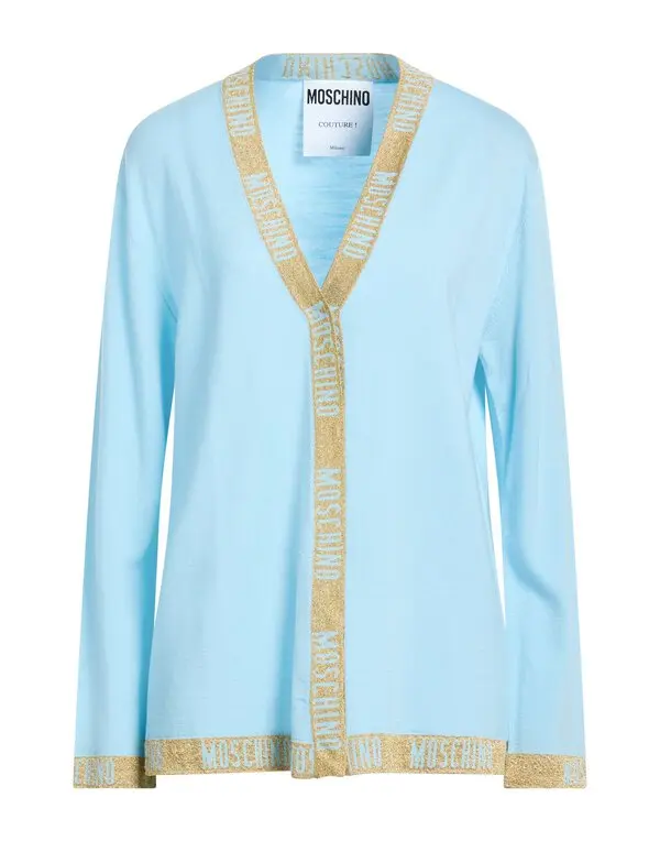 Moschino Couture Sky Virgin Wool Cardigan - Blue