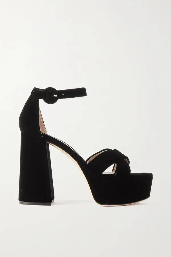 GIANVITO ROSSI Sheridan 110 Velvet Platform Sandals