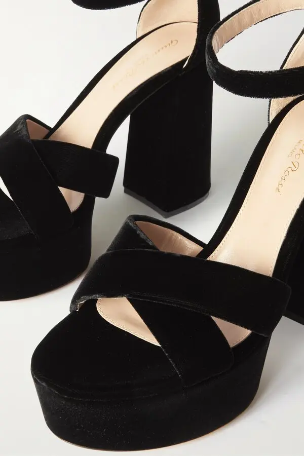 GIANVITO ROSSI Sheridan 110 Velvet Platform Sandals