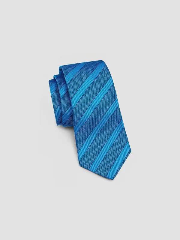 Kiton Striped Silk Tie - Blue