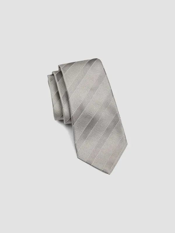 Kiton Striped Silk Tie - Brown
