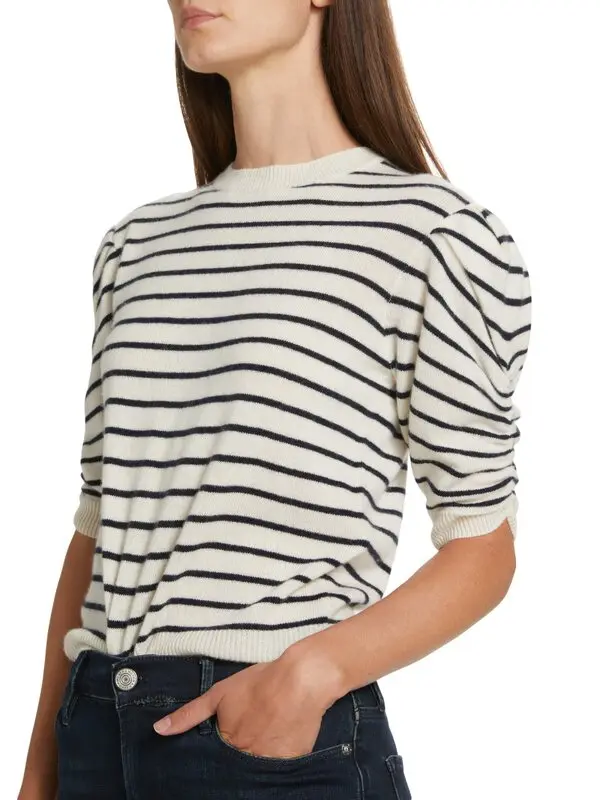 FRAME Ruched Striped Cashmere Sweater