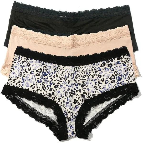 Hanky Panky Dream Assorted 3-pack Boyshorts - Black/ Chai/ Spotted