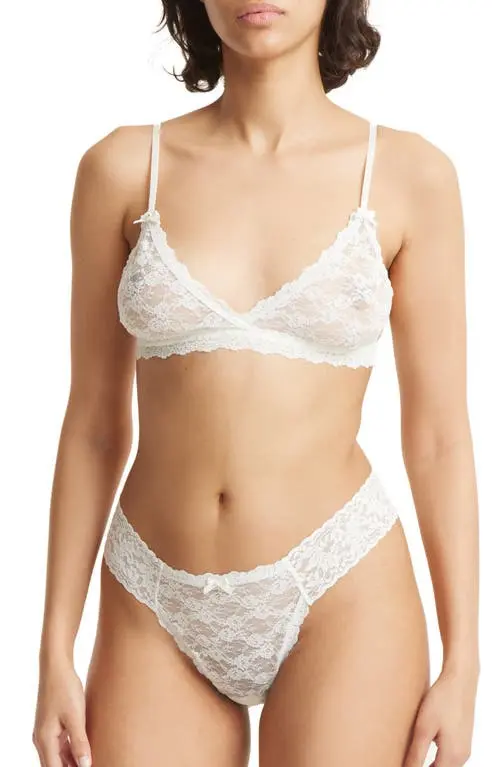 Hanky Panky Wedding Night Bralette & Original Rise Lace Thong Set - Light Ivory