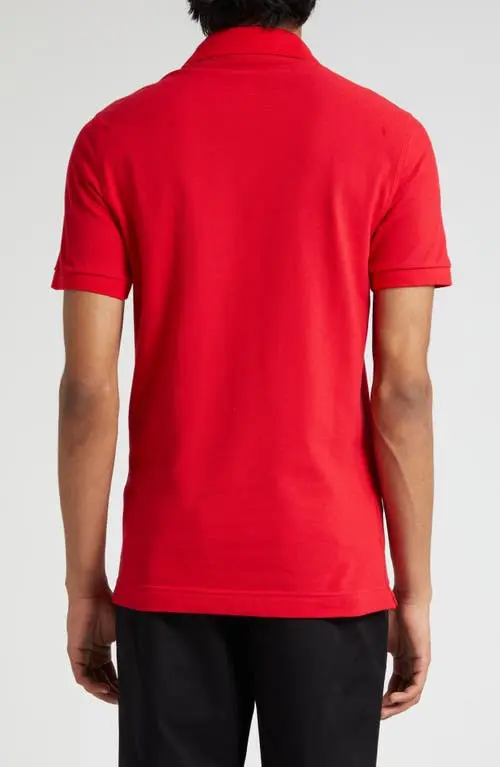 Dolce & Gabbana Logo Plate Cotton Piqué Polo - Bright Red