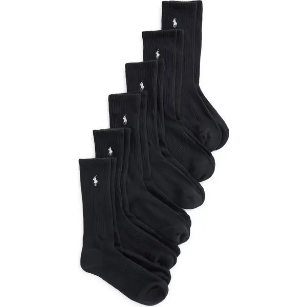 Polo Ralph Lauren Assorted Crew Socks 6 Pack - Black