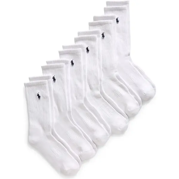 Polo Ralph Lauren Assorted Crew Socks 6 Pack - White