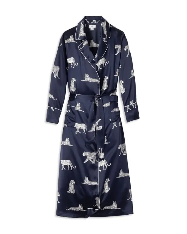 PETITE PLUME Panthere De Nuit Printed Mulberry Silk Robe