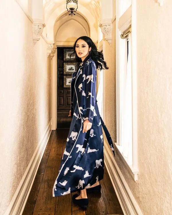 PETITE PLUME Panthere De Nuit Printed Mulberry Silk Robe