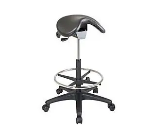 OFFICE STAR Black Backless Stool With Saddle Se