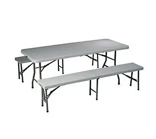 OFFICE STAR Products 3 Piece Folding Table And Ench Set - One-color