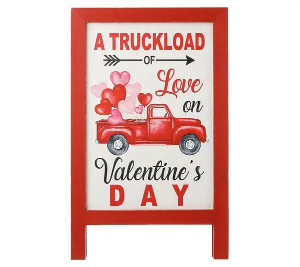GLITZHOME Truckload Of Love Valentine's Wooden Orch Sign - One-color