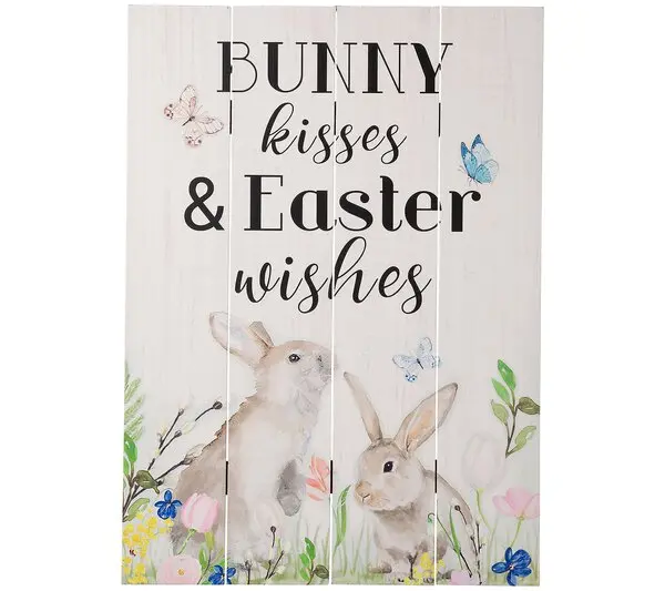 GLITZHOME Bunny Kisses And Easter Wishes Shipla P Wall Hanging - One-color