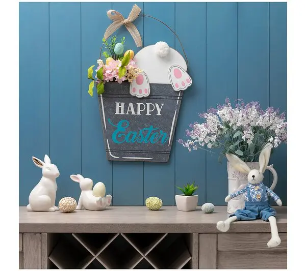 GLITZHOME Bottoms Up Bunny Easter Hanging Wall Cor