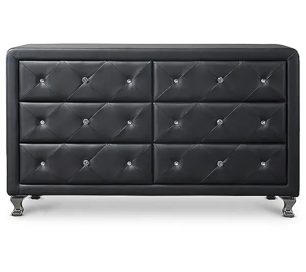 BAXTON STUDIO Luminescence Faux Leather Upholst Red Dresser - One-color