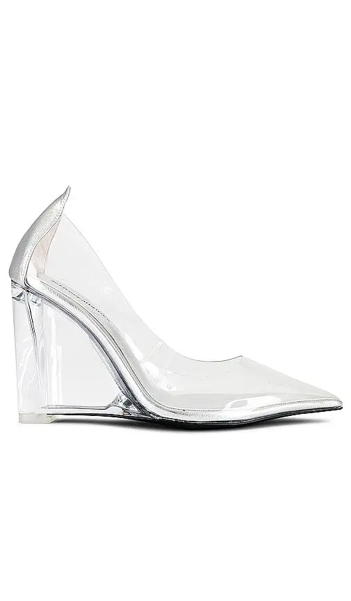 Jeffrey Campbell Clear View Wedge In Metallic Silver