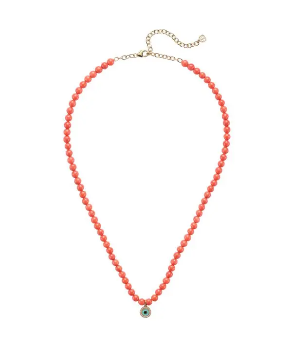 SYDNEY EVAN Evil Eye Beaded Necklace - Orange