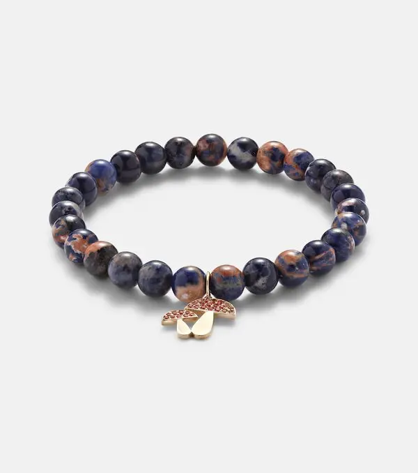 SYDNEY EVAN 14kt Yellow Gold Beaded Bracelet With Sapphires And Sodalite - Multicoloured