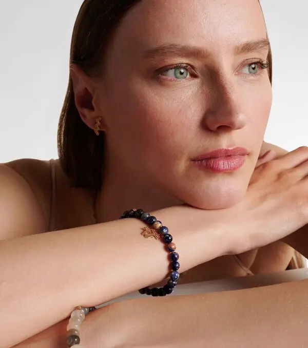 SYDNEY EVAN 14kt Yellow Gold Beaded Bracelet With Sapphires And Sodalite - Multicoloured