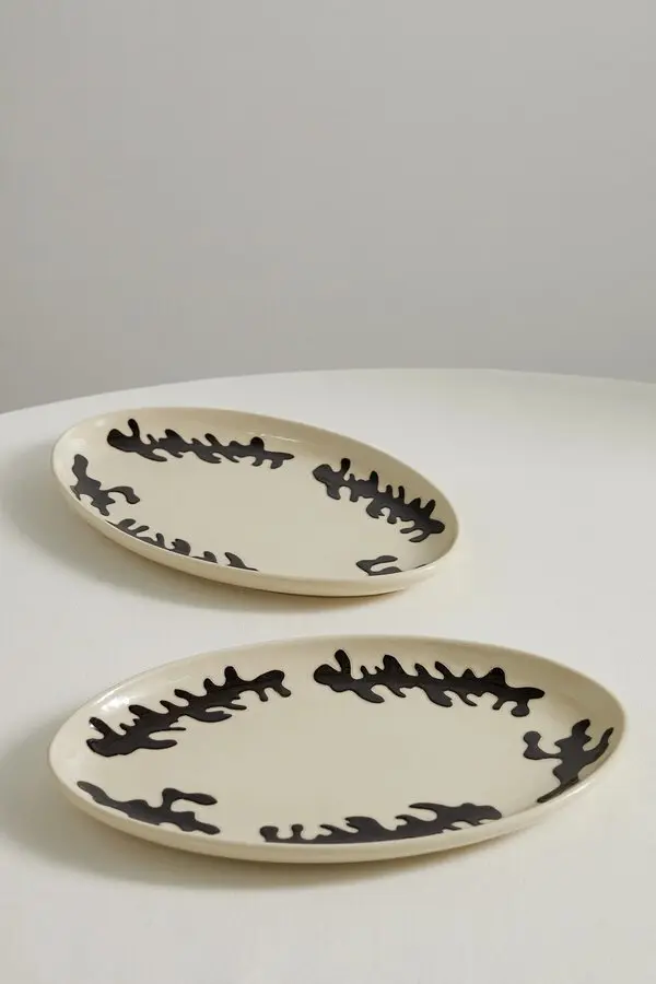 MARLOE MARLOE Net Sustain Set Of Two Glazed Ceramic Dinner Plates