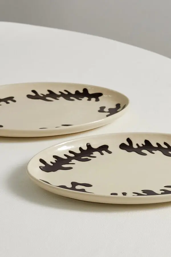 MARLOE MARLOE Net Sustain Set Of Two Glazed Ceramic Dinner Plates