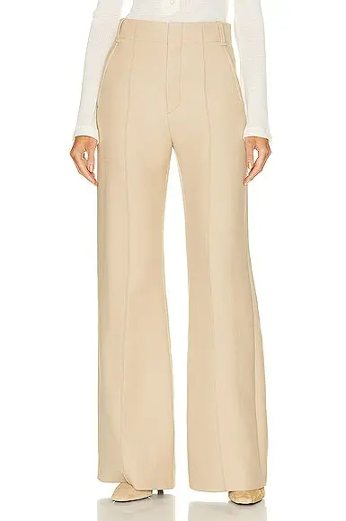 Chloé Wool Twill Trouser In Beige