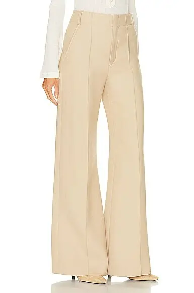 Chloé Wool Twill Trouser In Beige