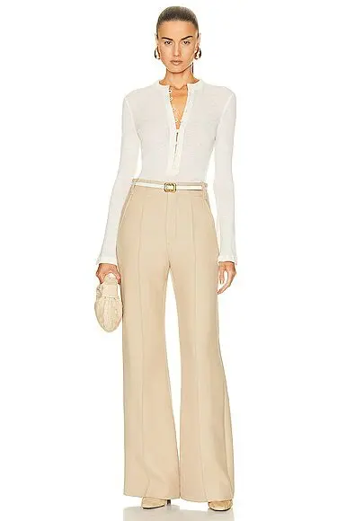 Chloé Wool Twill Trouser In Beige