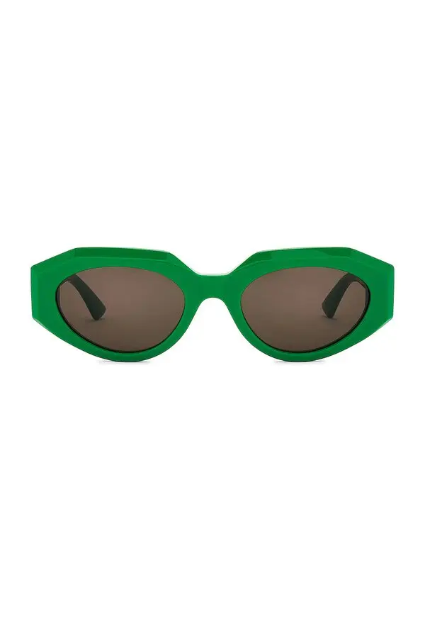 Bottega Veneta Classic Ribbon Oval Sunglasses - Shiny Green