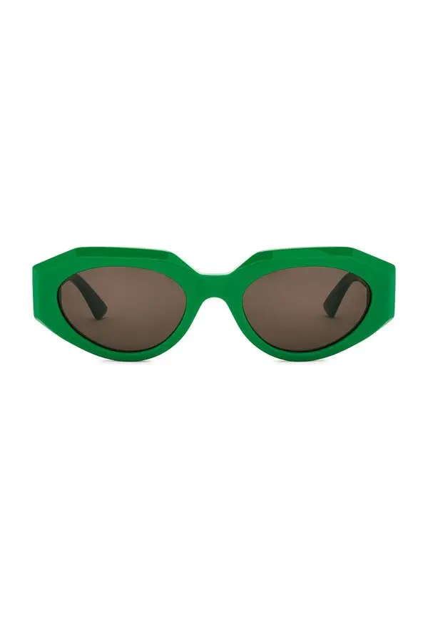 Bottega Veneta Classic Ribbon Oval Sunglasses - Shiny Green