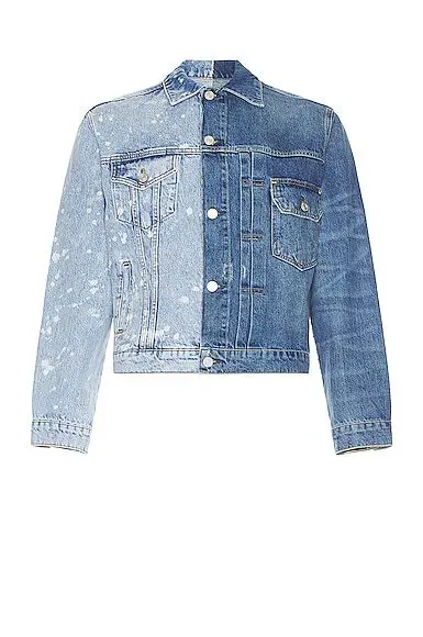 FRAME Half X Half Denim Jacket In Blue