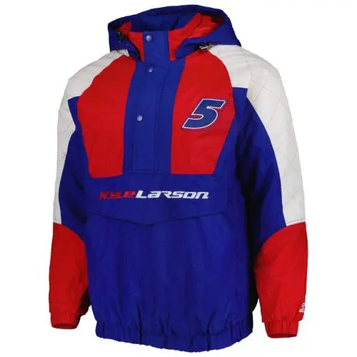 STARTER Red Kyle Larson The Body Check Half-snap Pullover Jacket