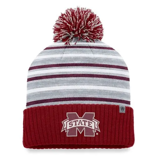 Top Of The World Mississippi State Bulldogs Dash Cuffed Knit Hat With Pom - Maroon