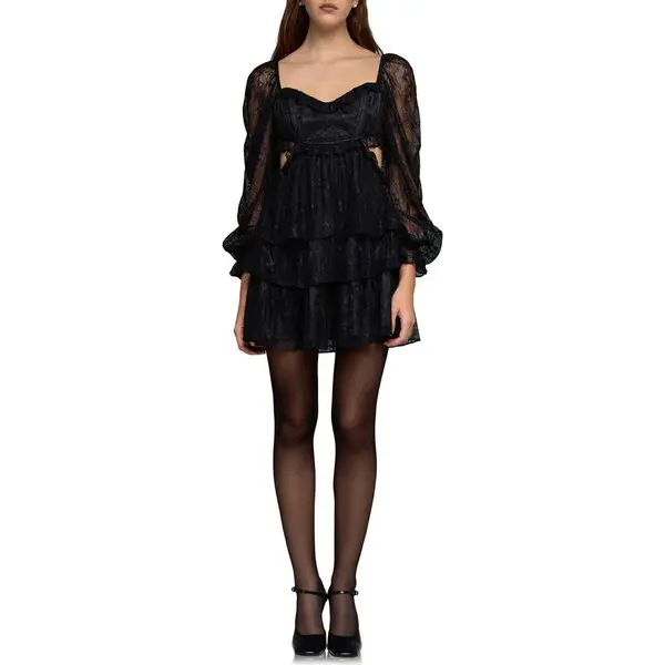 Endless Rose Lace Cutout Mini Dress - Black