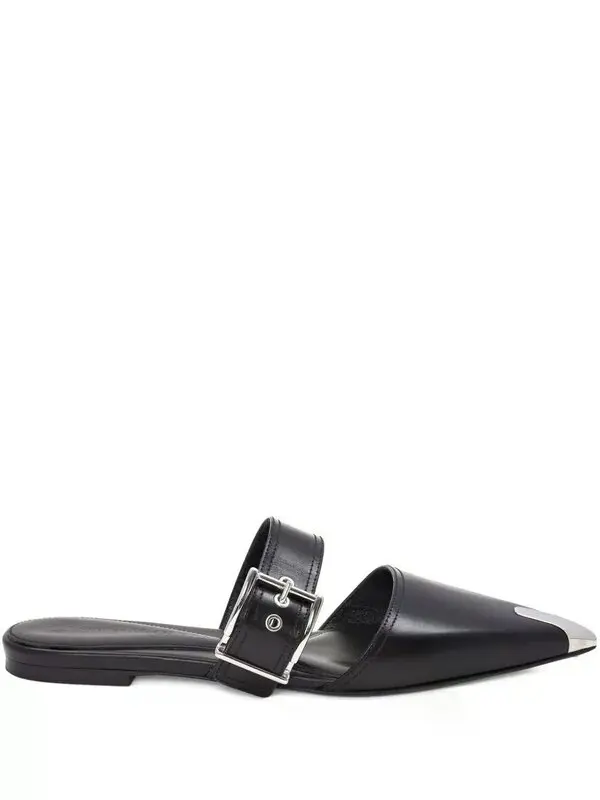 Alexander McQueen Buckled Leather Mules - Black