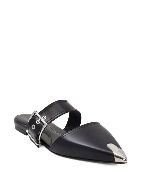 Alexander McQueen Buckled Leather Mules - Black