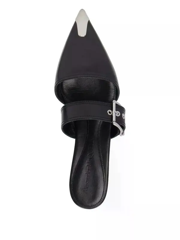 Alexander McQueen Buckled Leather Mules - Black