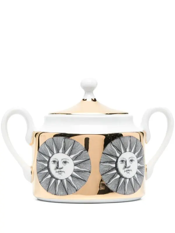 FORNASETTI Sole Sugar Bowl - Gold-tone/white