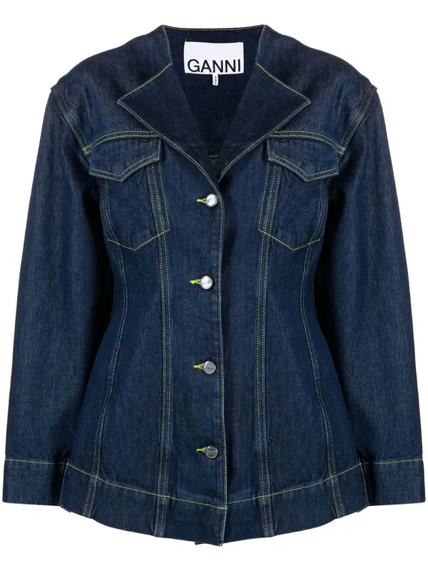 GANNI Spread-collar Denim Jacket