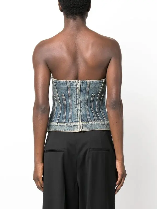 Alexander McQueen Strapless Denim Top
