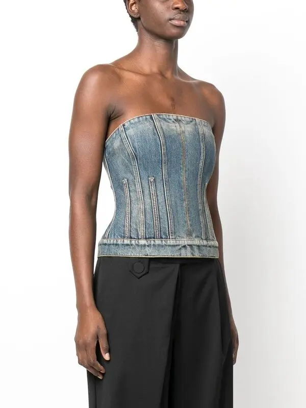 Alexander McQueen Strapless Denim Top